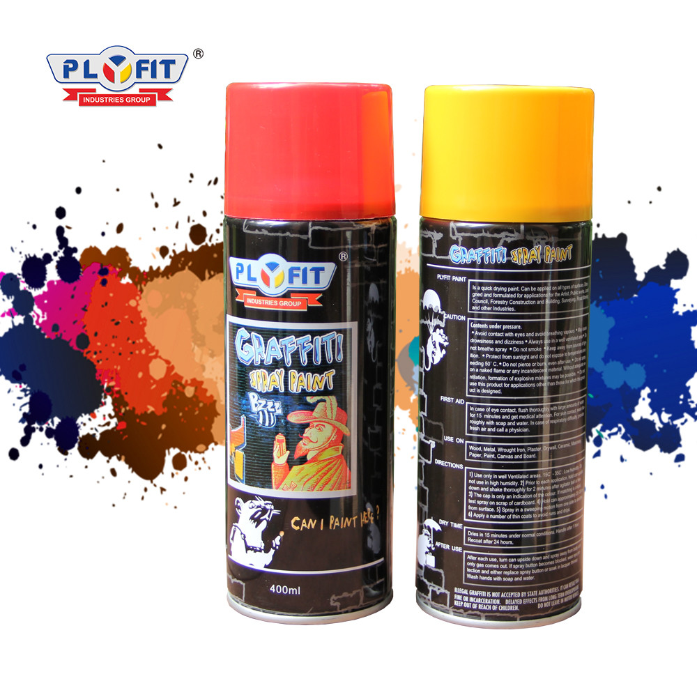 400ml Aerosol Graffiti Spray Paint Red Yellow Color Liquid Coating Hard ...